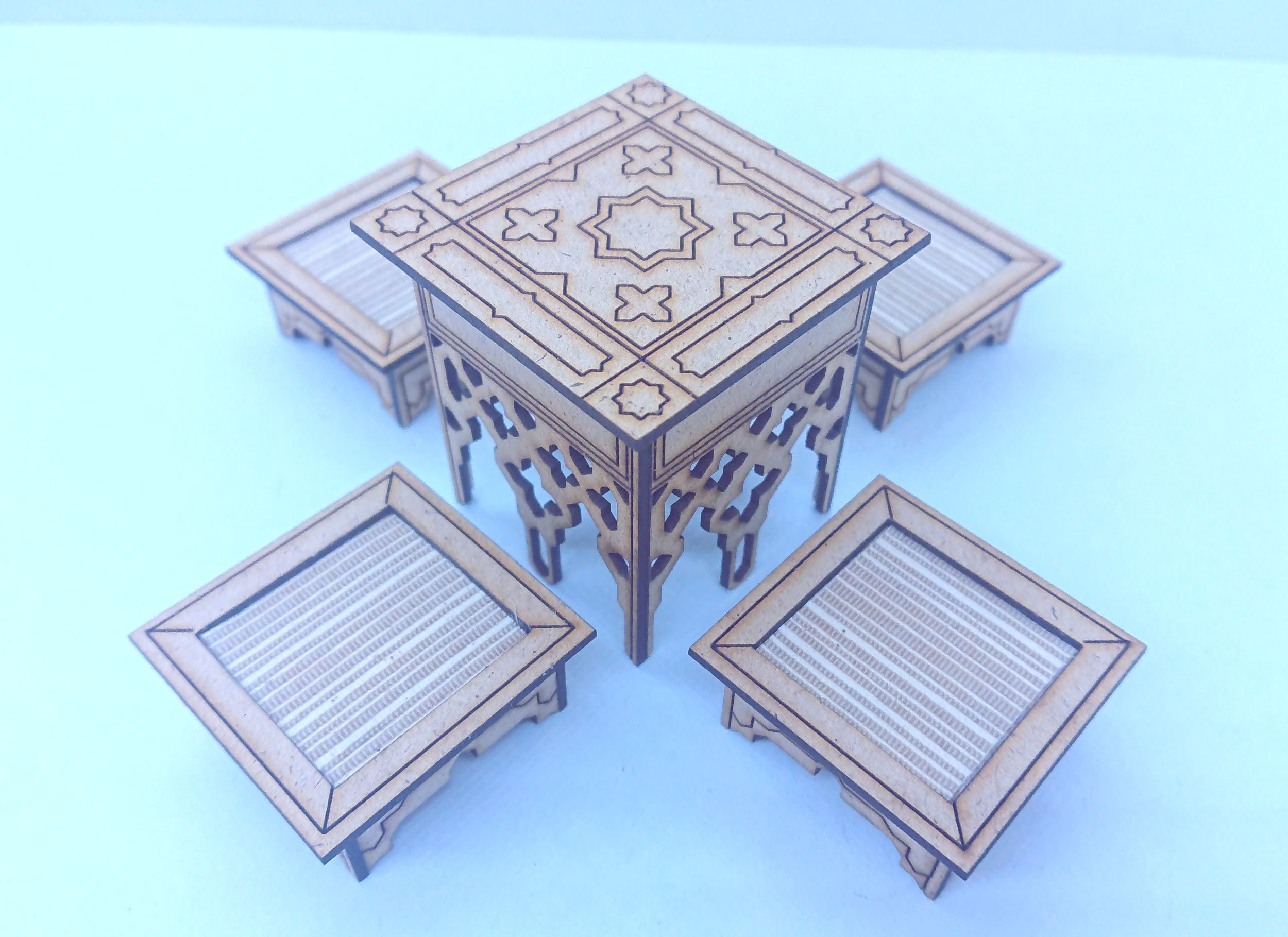 Moroccan Furniture Set Square Table and Four Low Seats With - Etsy