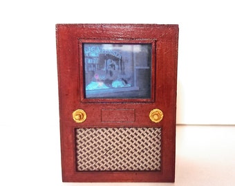 Miniature Working Vintage Mid Century TV 1/12 Scale for | Etsy