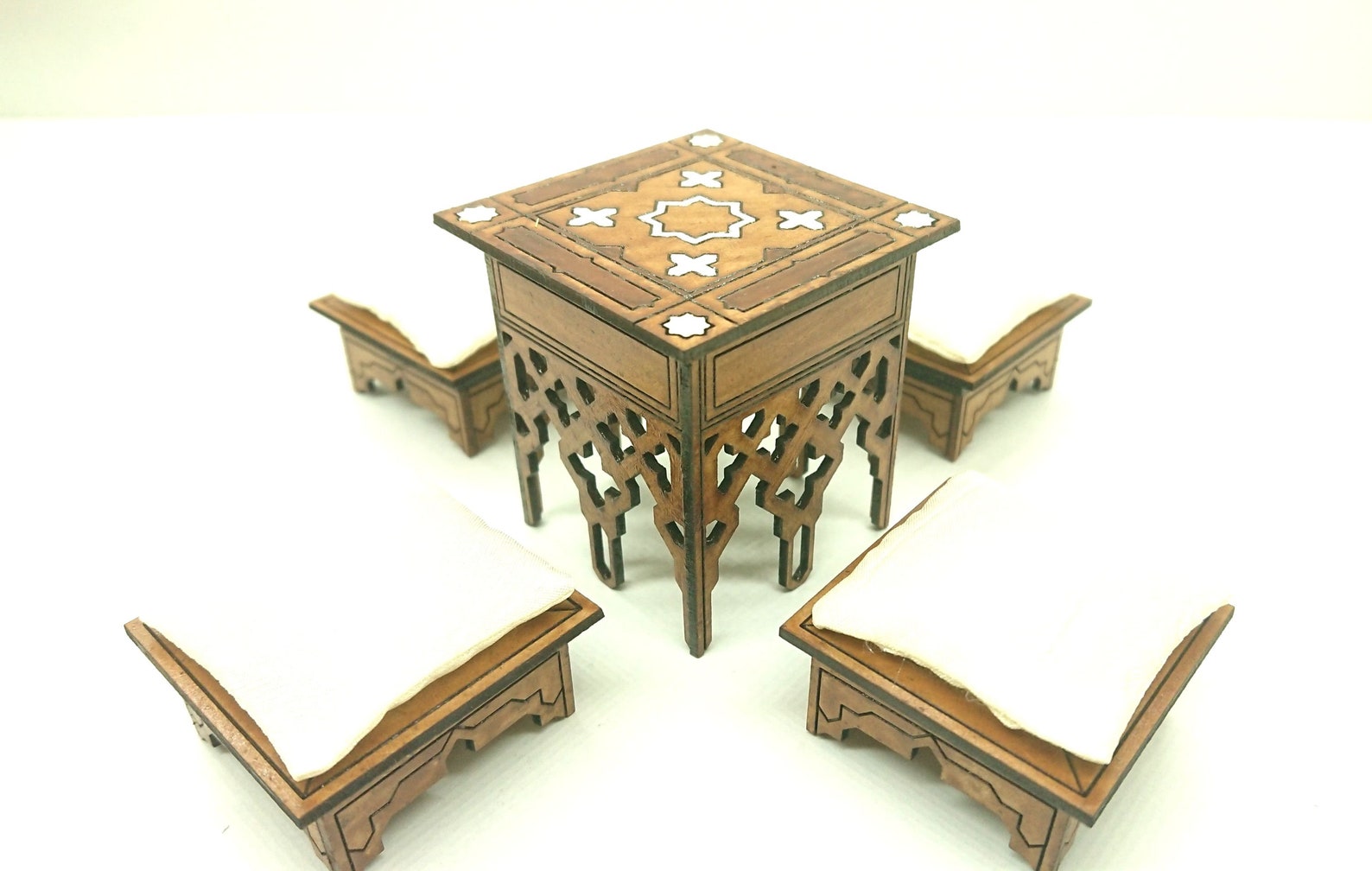 Moroccan Furniture Set Square Table and Four Low Seats With - Etsy