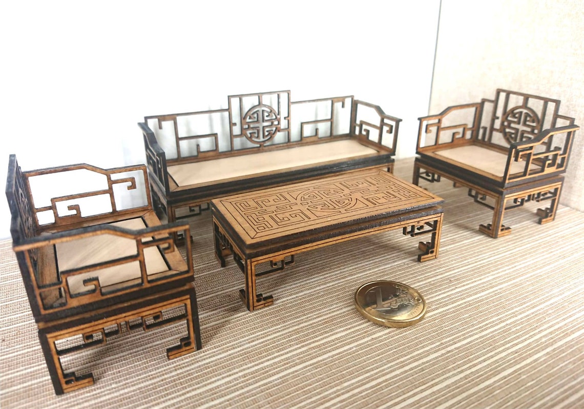 Chinese Furniture Living Room Set With 2 Armchairs 1 Sofa - Etsy