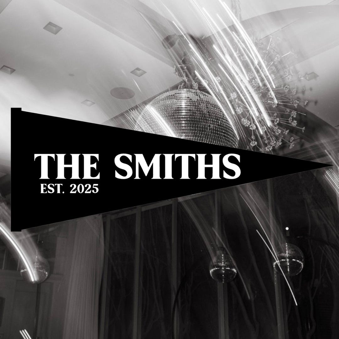 Custom Wedding Pennant (black/white) - Gold Coast Font - Etsy