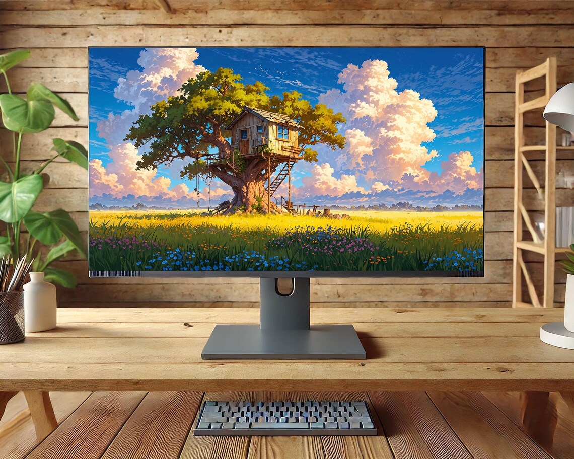 Treehouse Seasons Oak Forest Cozy Rustic Aesthetic Wallpaper Set 5 ...