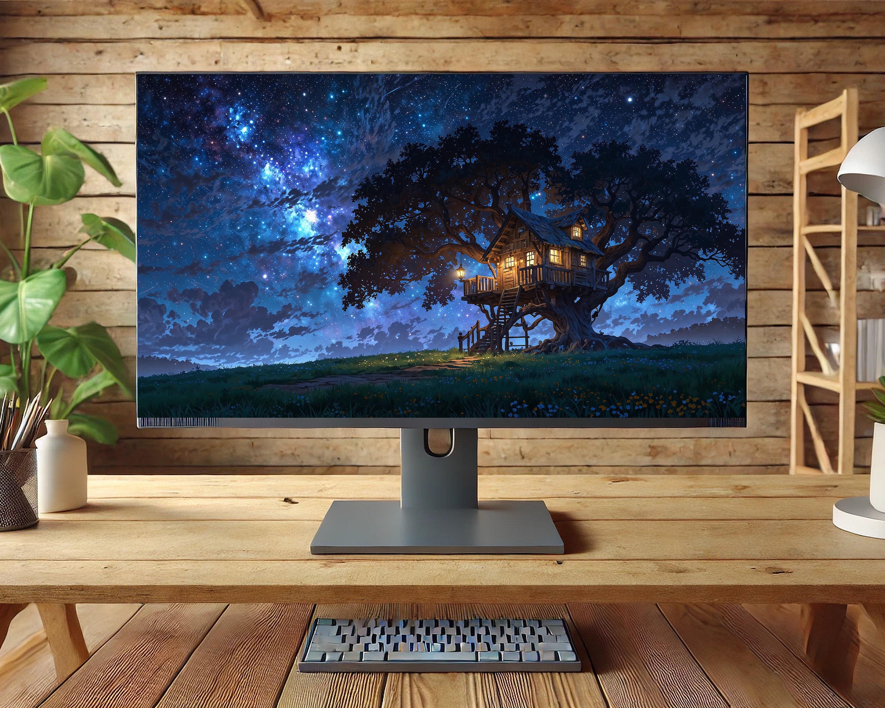 Treehouse Seasons Oak Forest Cozy Rustic Aesthetic Wallpaper Set 5 ...