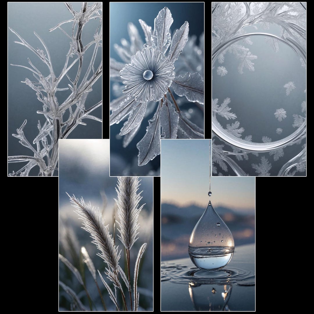 Frosty Nature Winter Ice Wallpaper Frozen Leaves Icy Flowers Water Drop ...