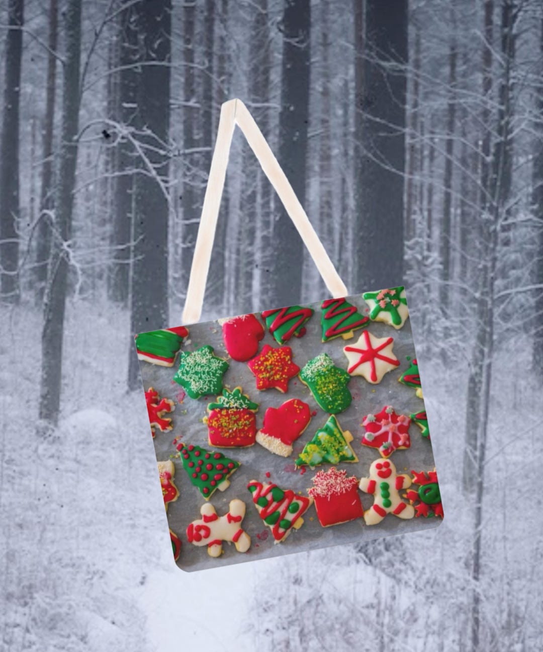Christmas Cookie Shoulder Tote Bag, Retro Holiday Shopping Bag, Festive ...