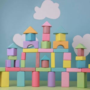 Wooden Building Blocks Set 48 Pcs Baby Girl Boy Gift Constructor ...