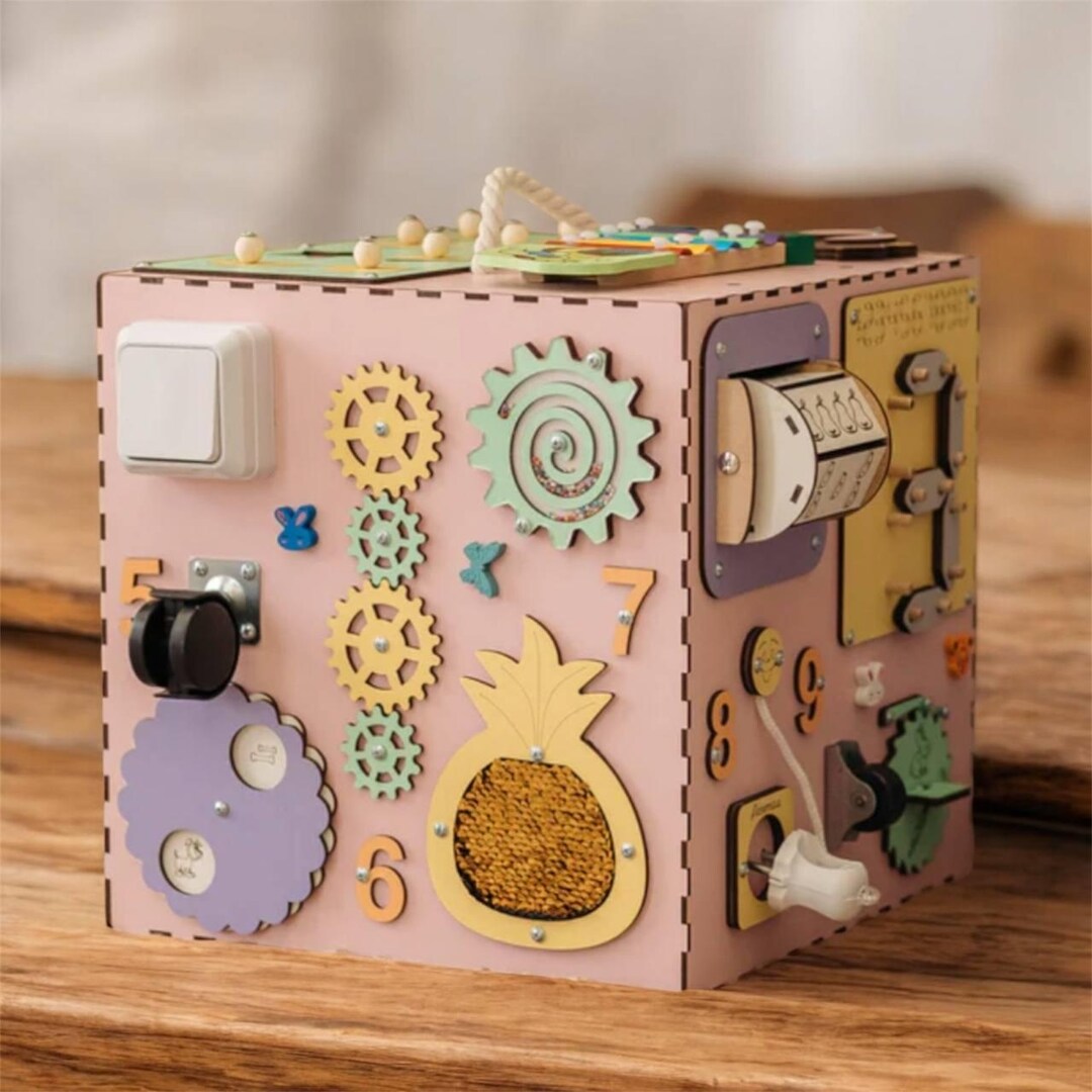 Sensory Activity Cube for Toddlers | Educational Busy Board for Kids 1 ...