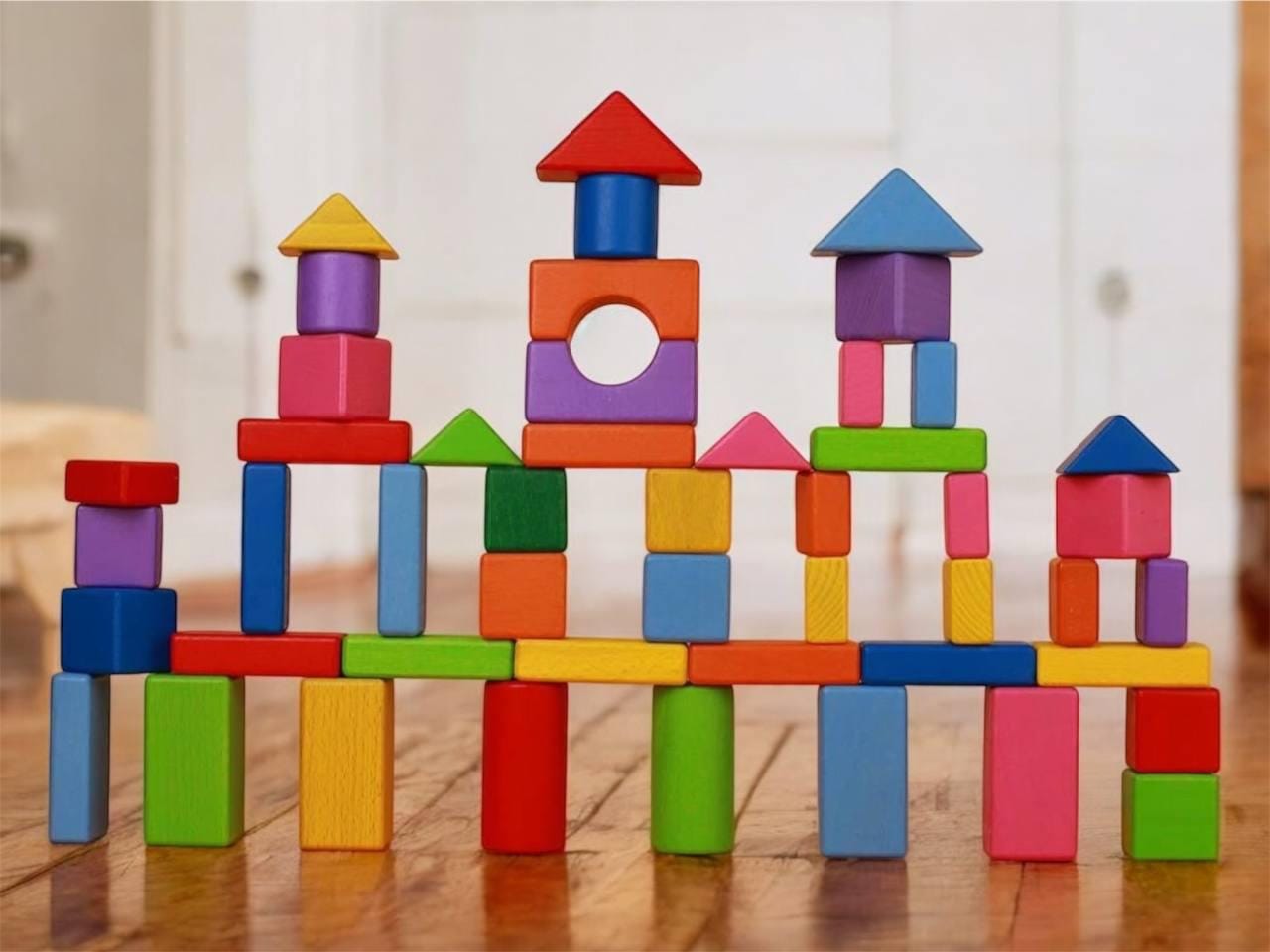 Wooden Building Blocks Set 48 Pcs | Montessori Toys for Kids | Colorful ...