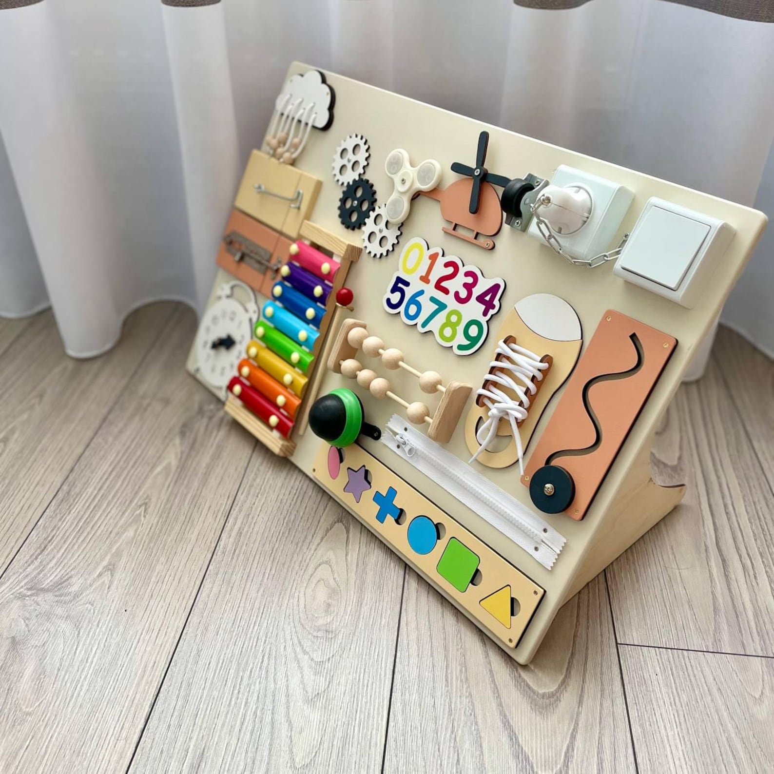 Wooden Busy Board, Montessori Board for Toddlers Gifts for Kids, Wooden ...