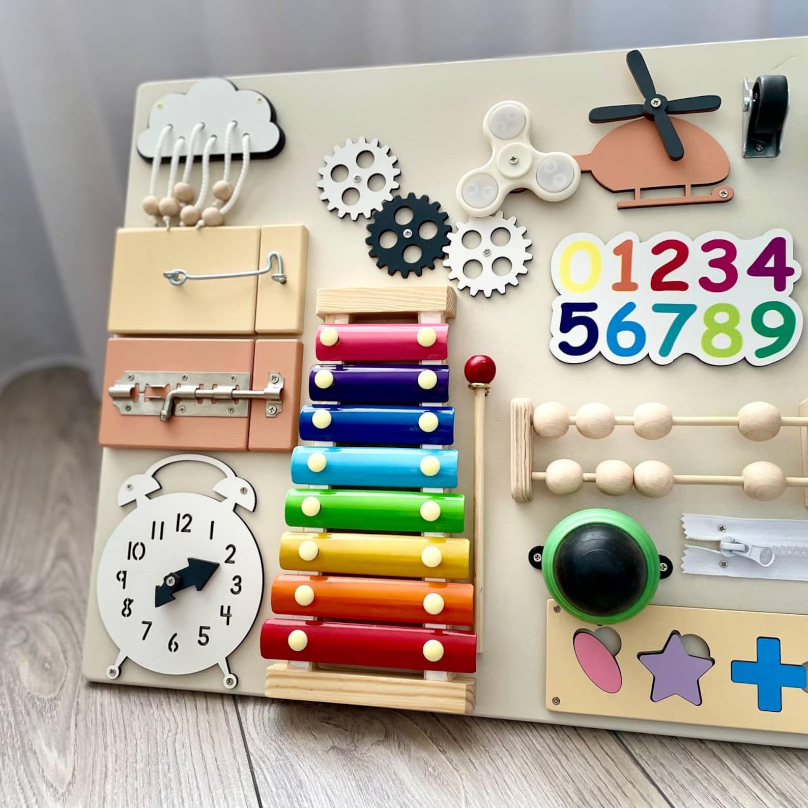 Wooden Busy Board, Montessori Board for Toddlers Gifts for Kids, Wooden ...