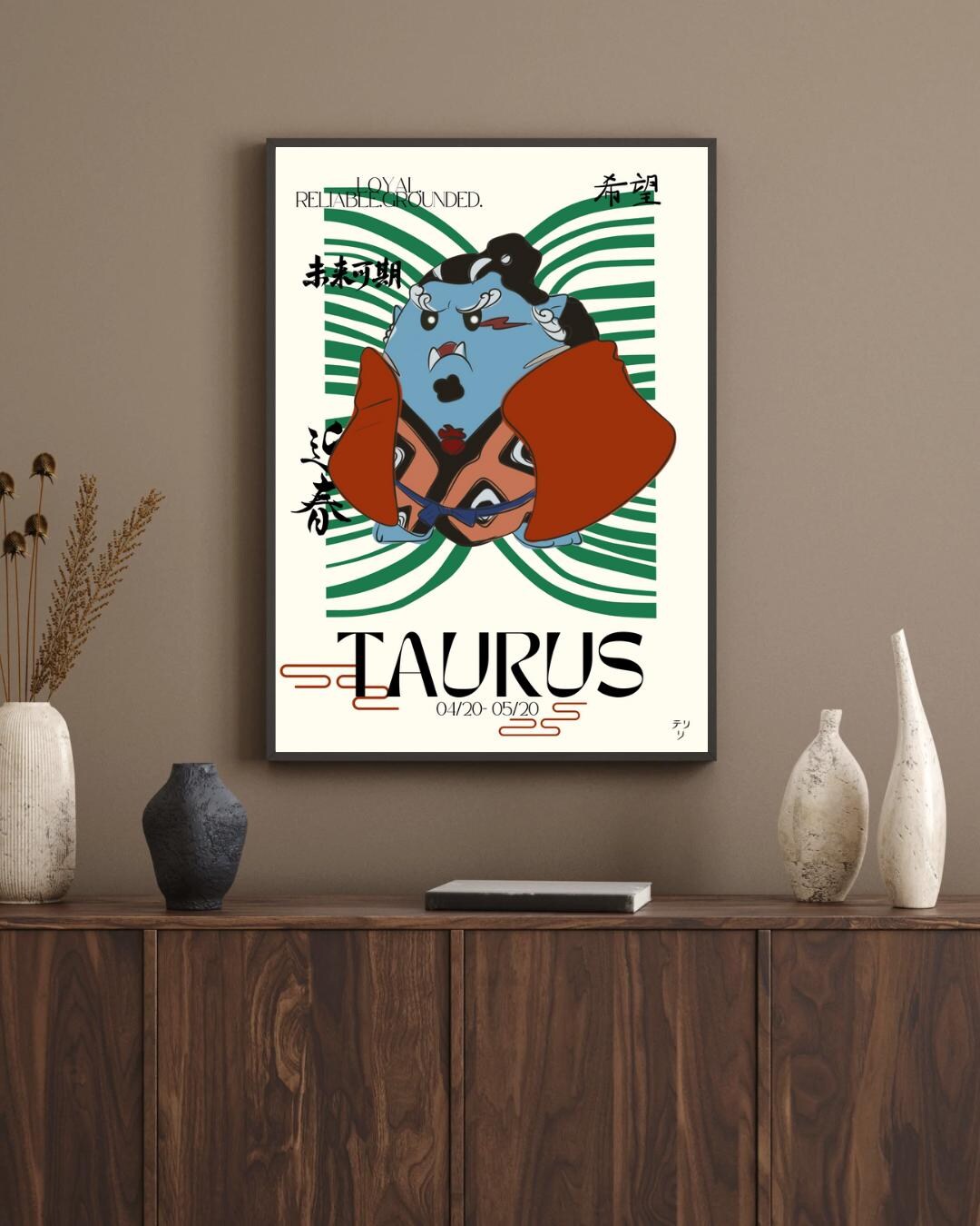 TAURUS Big Zodiac Sign Onepiece Japanese Art - STIER Groß Sternzeichen ...