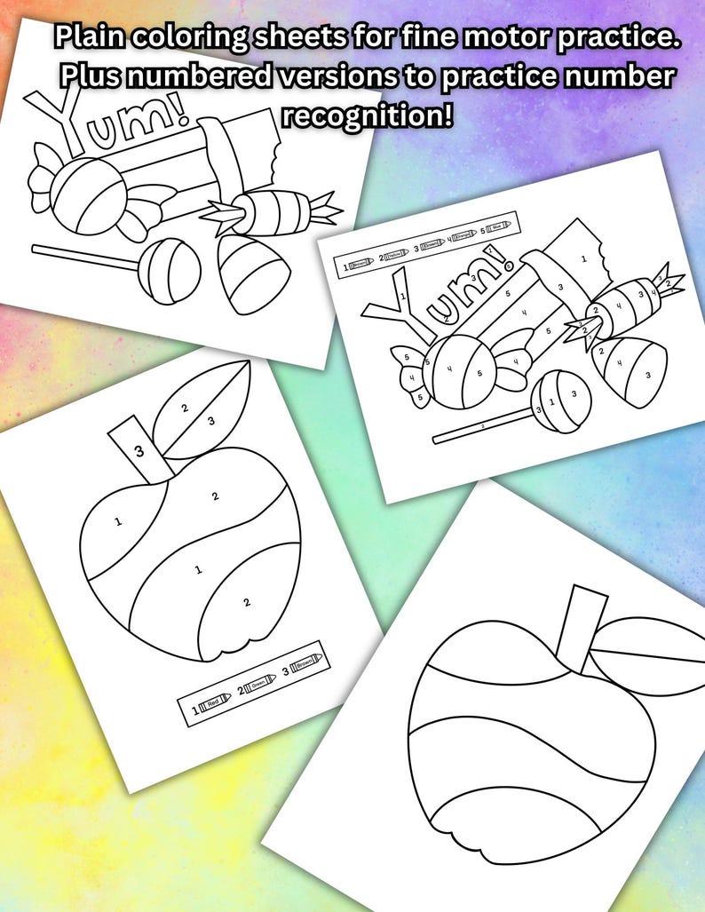 Coloring Sheets for Fine Motor Practice and Number Recognition - Etsy