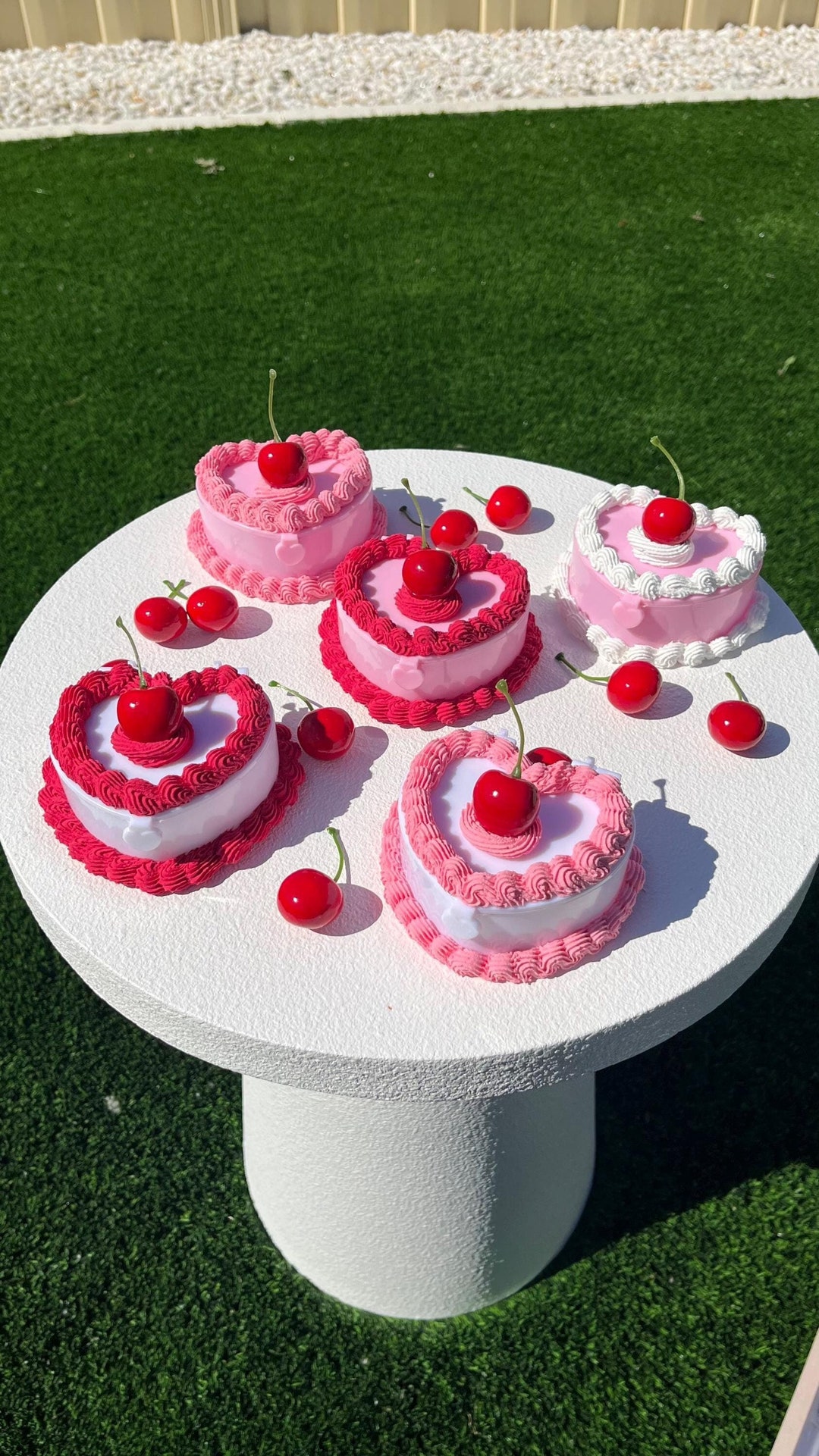Cherry Heart Cake Jewellery Box With Mirror-fake Vintage Cake Trinket ...