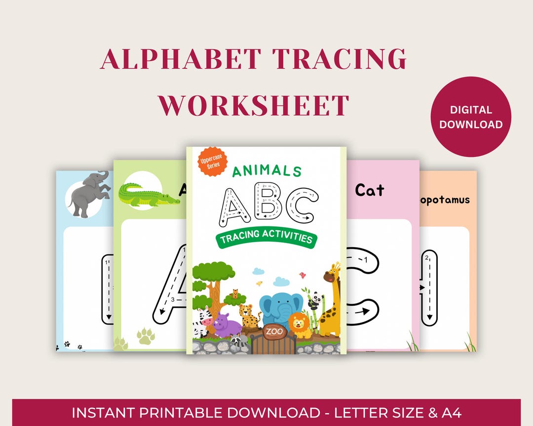 Printable Alphabet Uppercase Colorful Tracing Activity Workbook | Fun ...