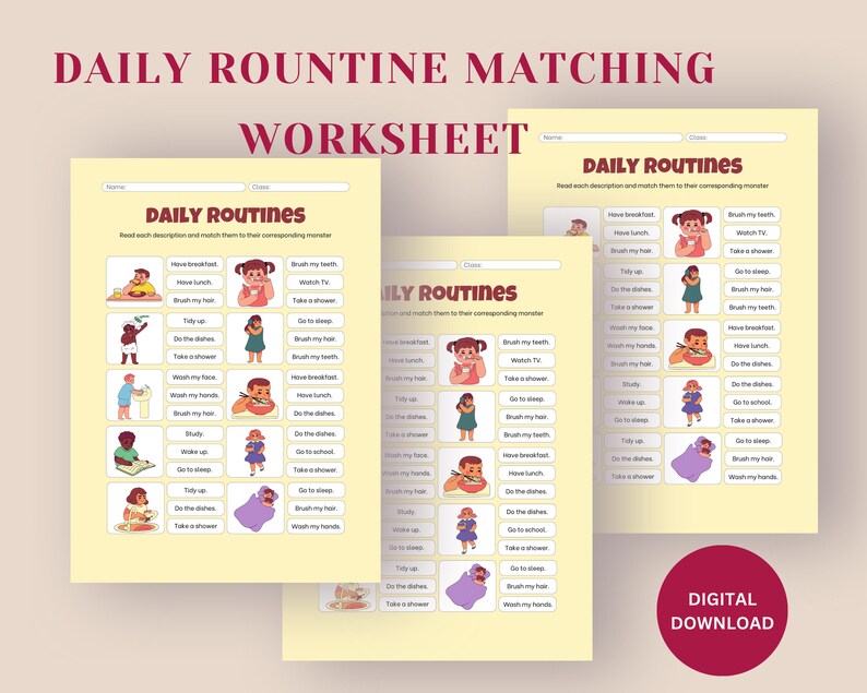 Printable Everyday Routine Worksheets for School Children | Printable ...