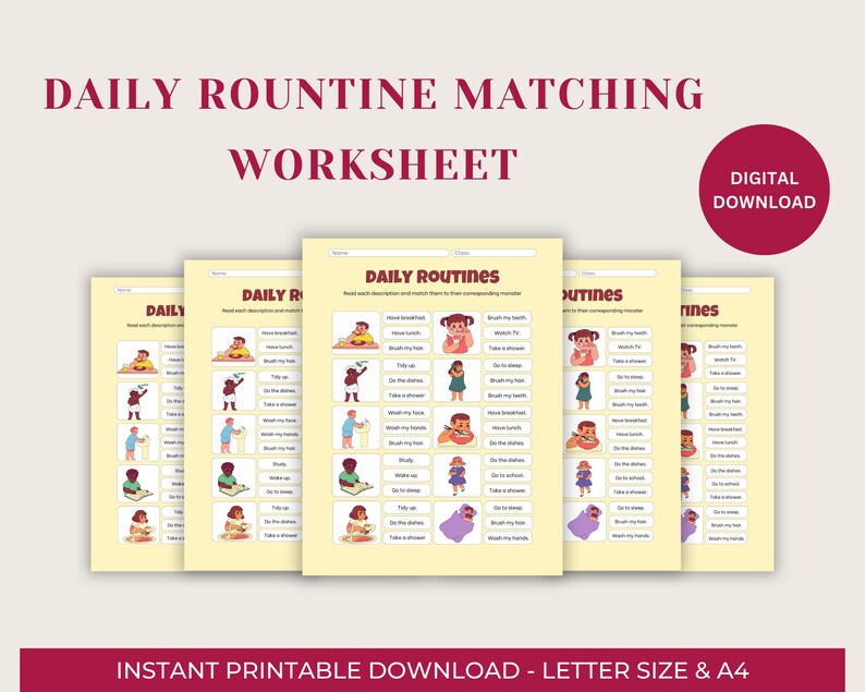 Printable Everyday Routine Worksheets for School Children | Printable ...