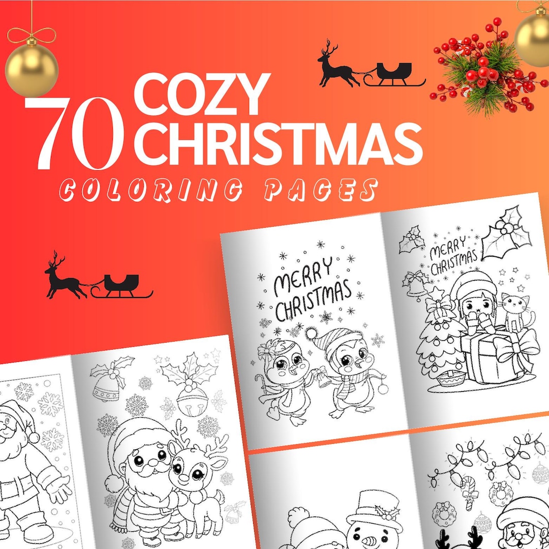 70 Christmas Coloring Digital Pages for Kids, Toddlers for Home ...