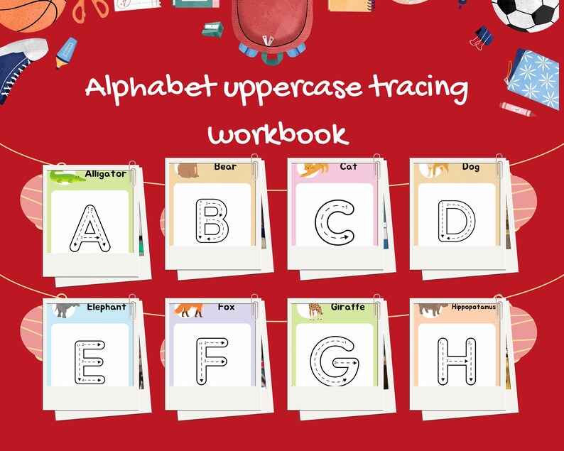 Printable Alphabet Uppercase Colorful Tracing Activity Workbook | Fun ...