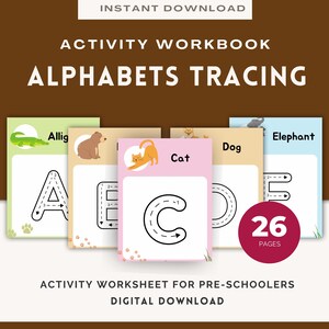 Printable Alphabet Uppercase Colorful Tracing Activity Workbook | Fun ...