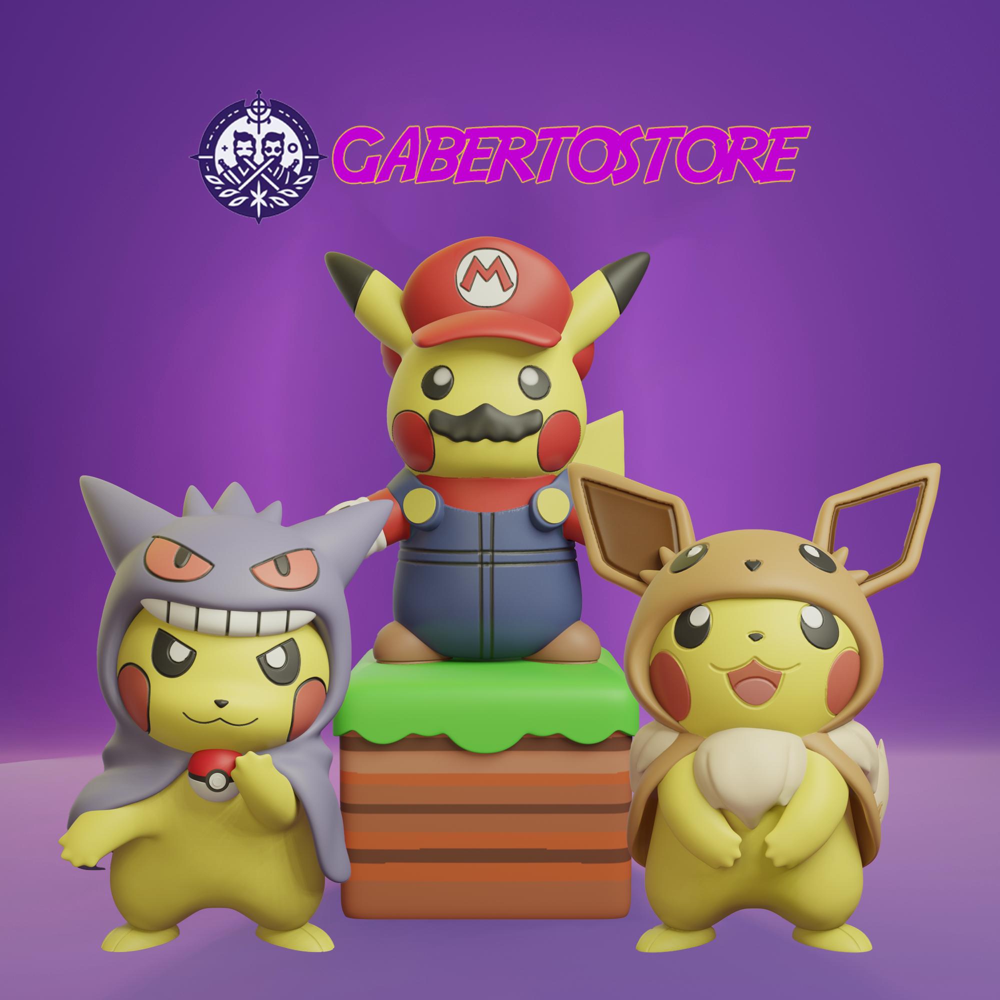 Pikachu Cosplay Pokemon 3D Printed Statue to Color - Etsy