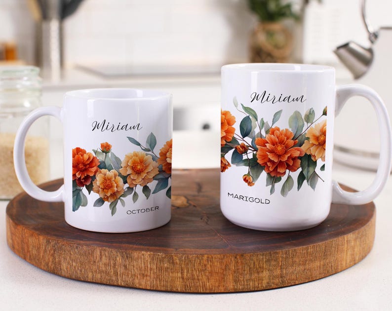 Custom Birth Flower Mug, Birth Flower Mug Personalized, Personalized ...