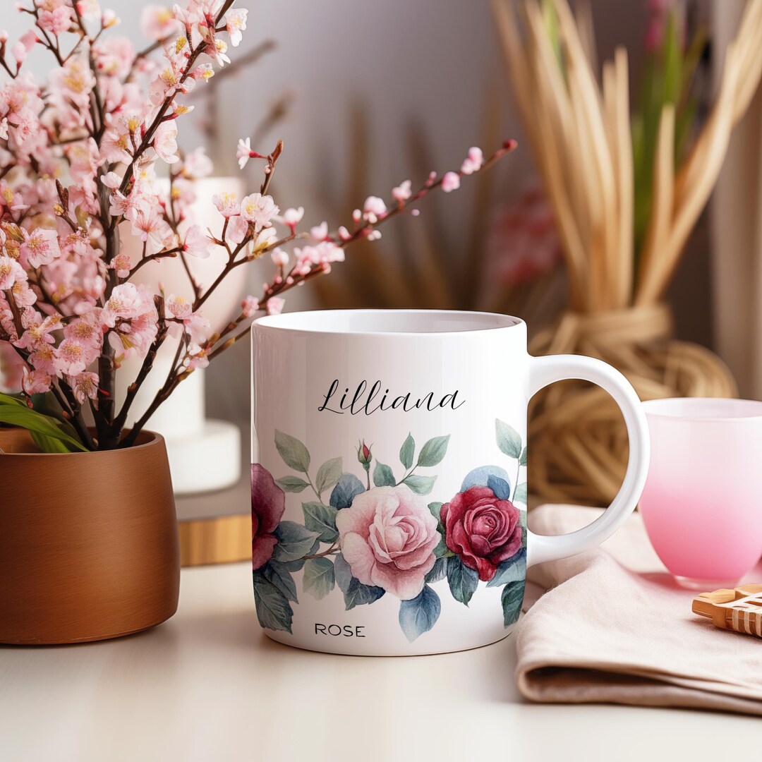 Custom Birth Flower Mug, Birth Flower Mug Personalized, Personalized ...