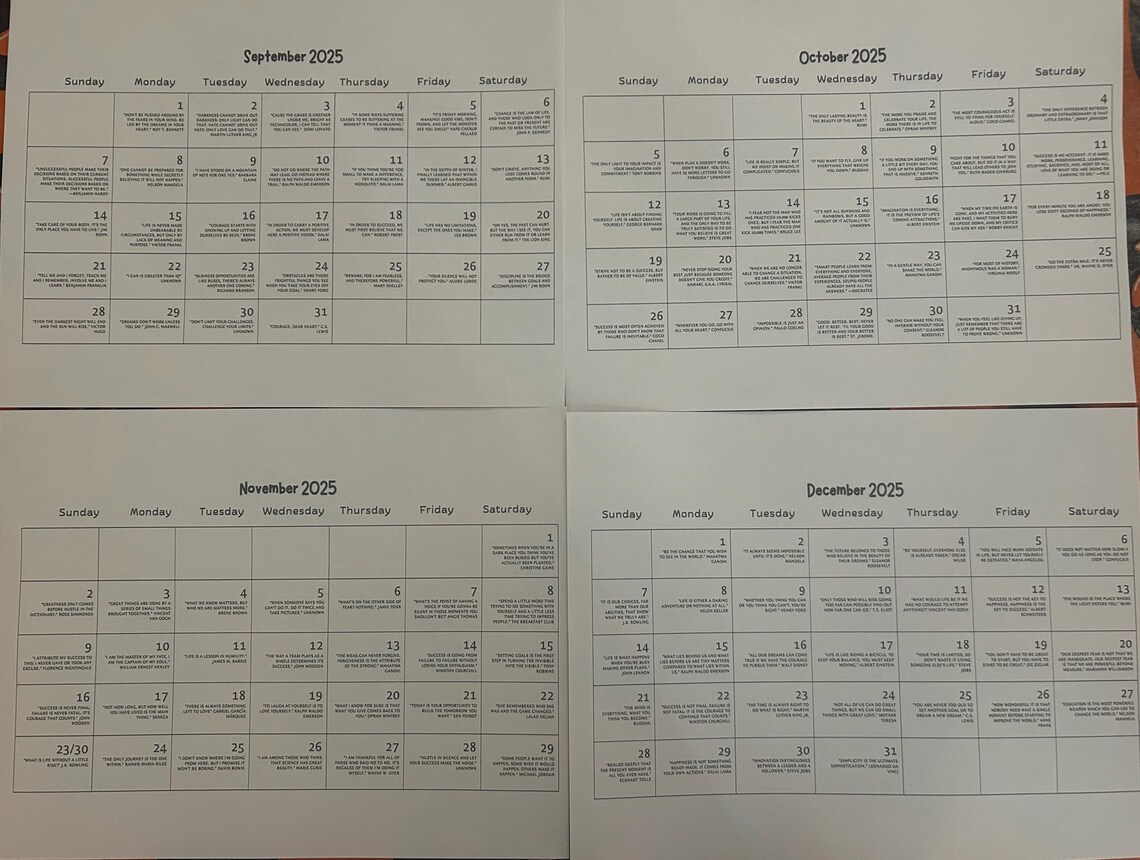 2025 Calendar With Inspirational Quotes - Etsy