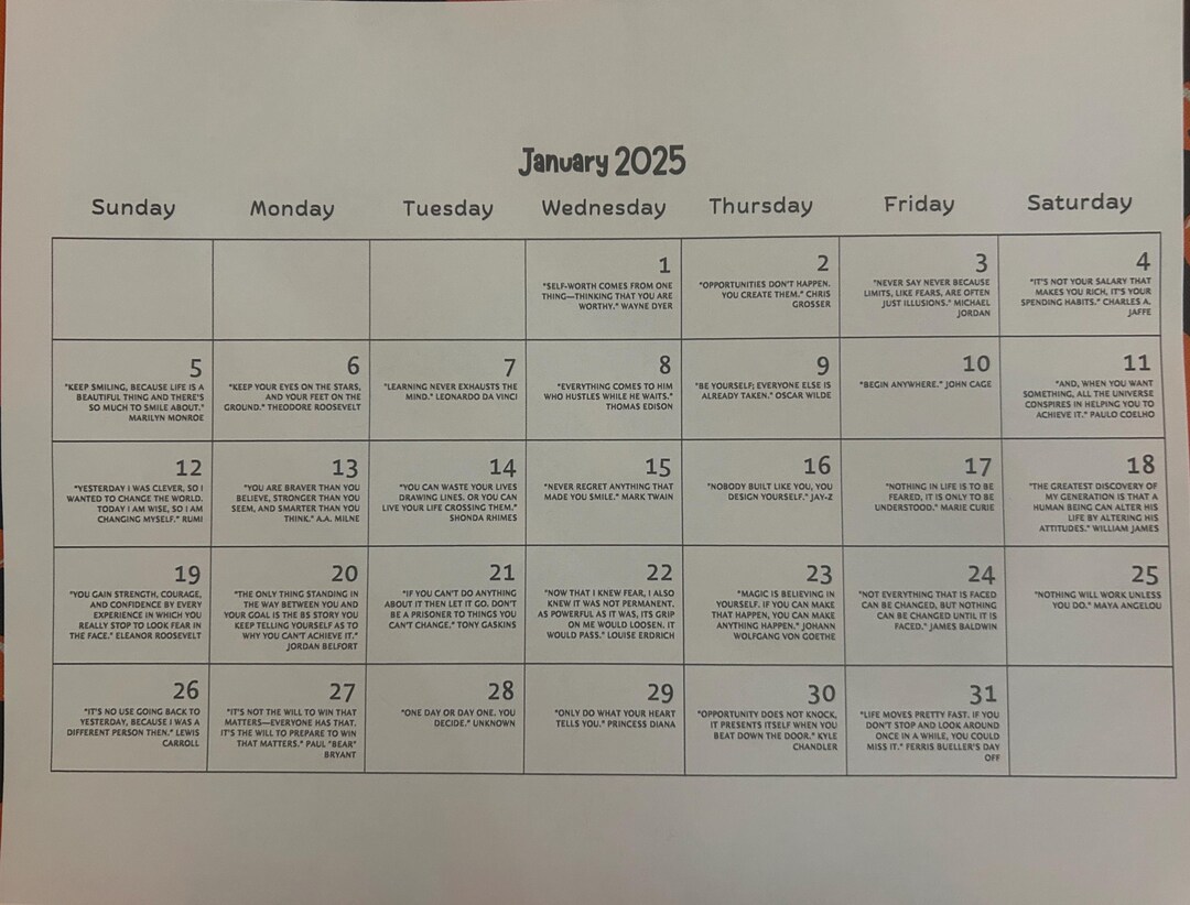 2025 Calendar With Inspirational Quotes - Etsy