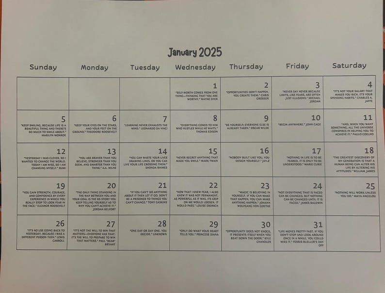 2025 Calendar With Inspirational Quotes - Etsy
