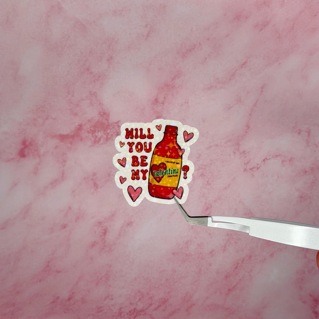 Valentina Hot Sauce Sticker, Funny Food Pun, Holographic Valentine's ...