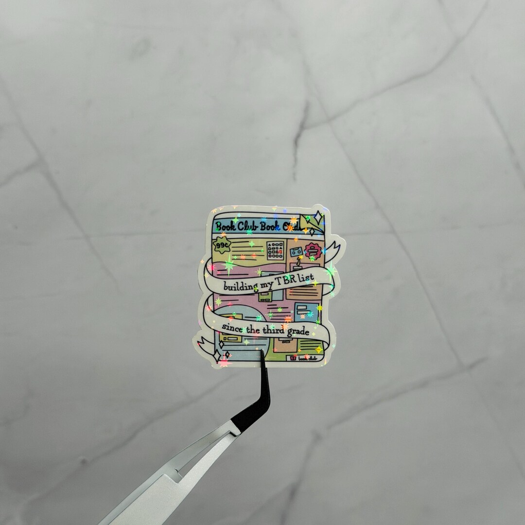 Holographic Bookshelf Sticker, Reading TBR List, Book Club Vinyl Decal ...