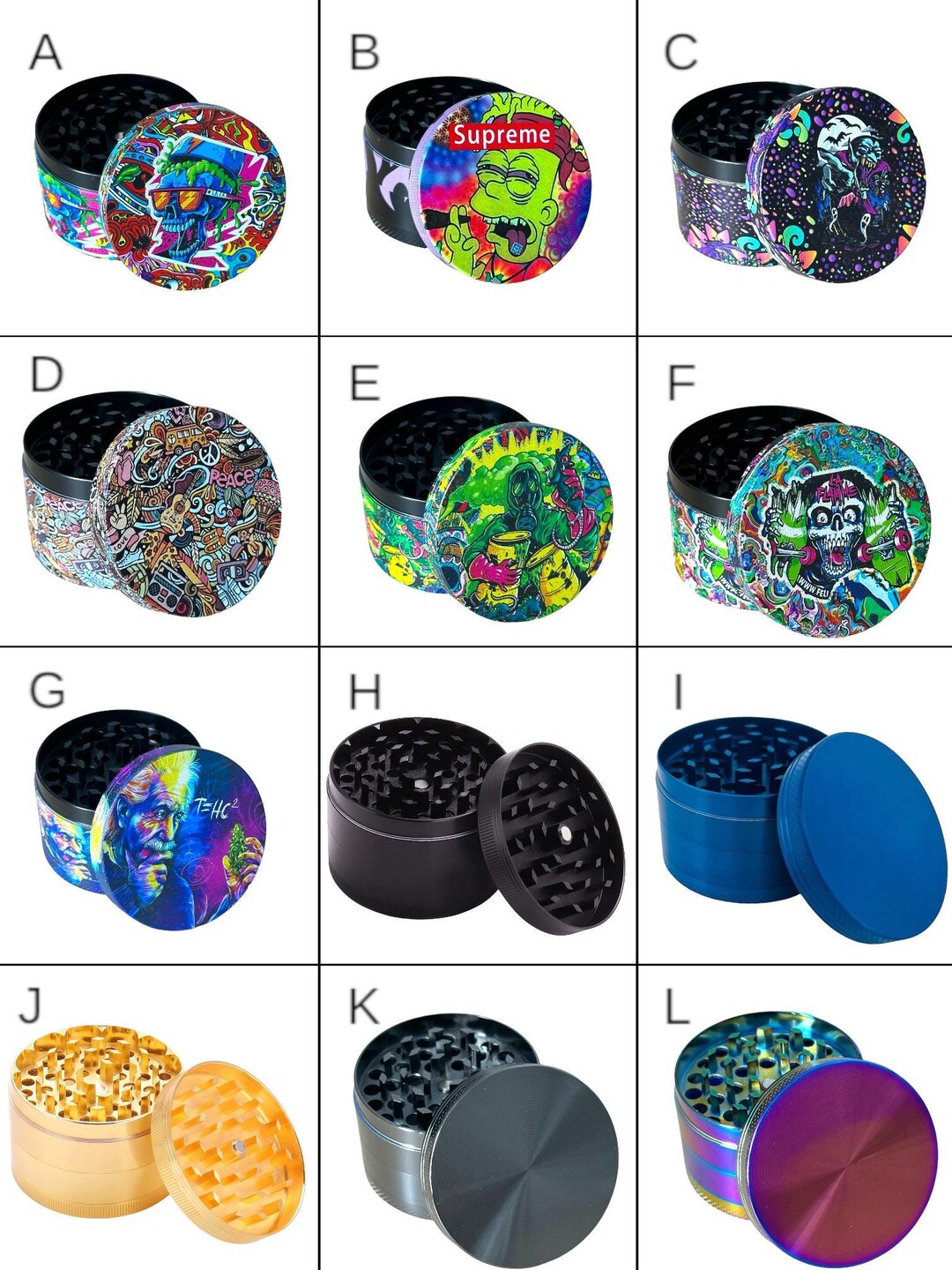 PICK ANY 2 DESIGN-63 Mm Grinder Models High Quality Print Metal Fun ...