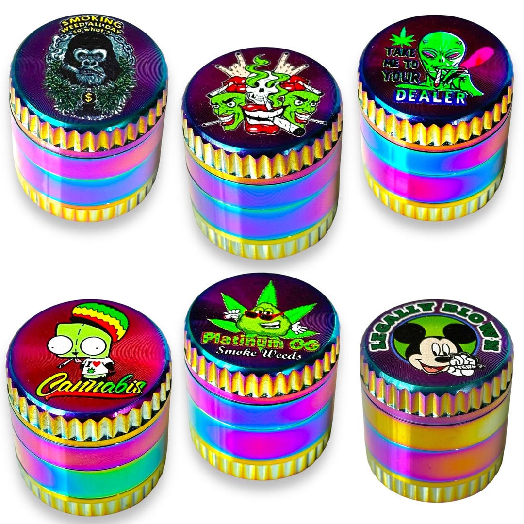 PICK ANY 2 GRINDERS 40mm 2 Pack Models Rainbow Colourful Quality Print ...
