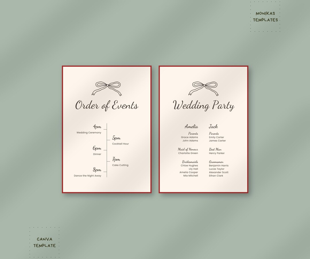 Modern Wedding Ceremony Program Template | Editable & Printable Wedding ...