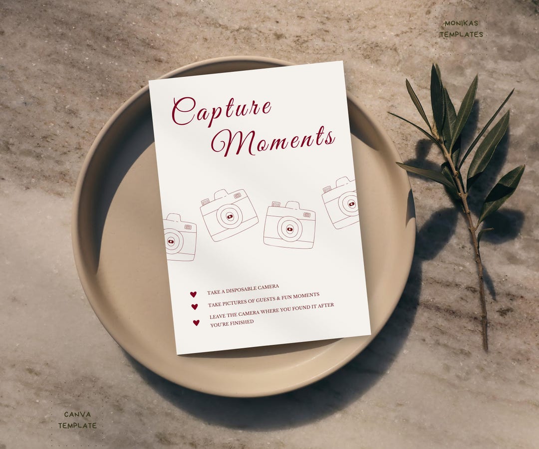 Disposable Camera Sign Template - Printable Wedding Photo Table Sign ...