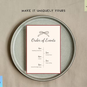 Modern Wedding Ceremony Program Template | Editable & Printable Wedding Timeline | Minimalist ...
