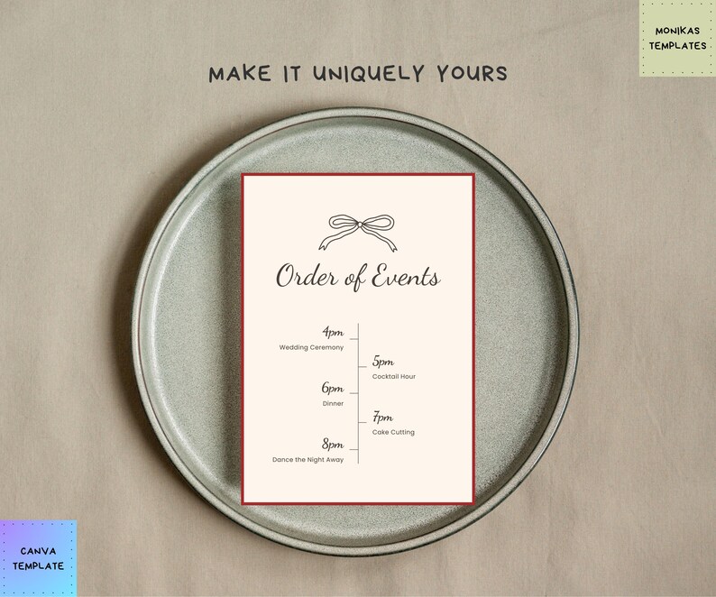 Modern Wedding Ceremony Program Template | Editable & Printable Wedding Timeline | Minimalist ...