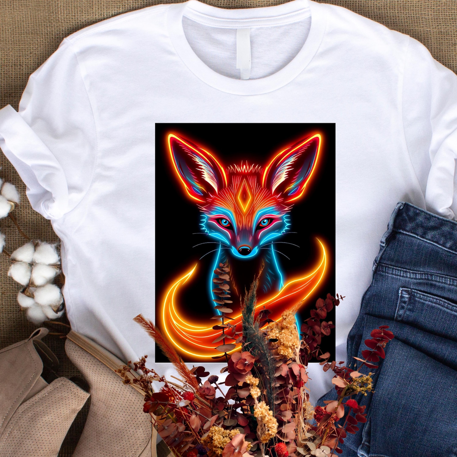 Neon Fennec Fox Png, Urban Graphic Sublimation Design, Aesthetic Animal ...