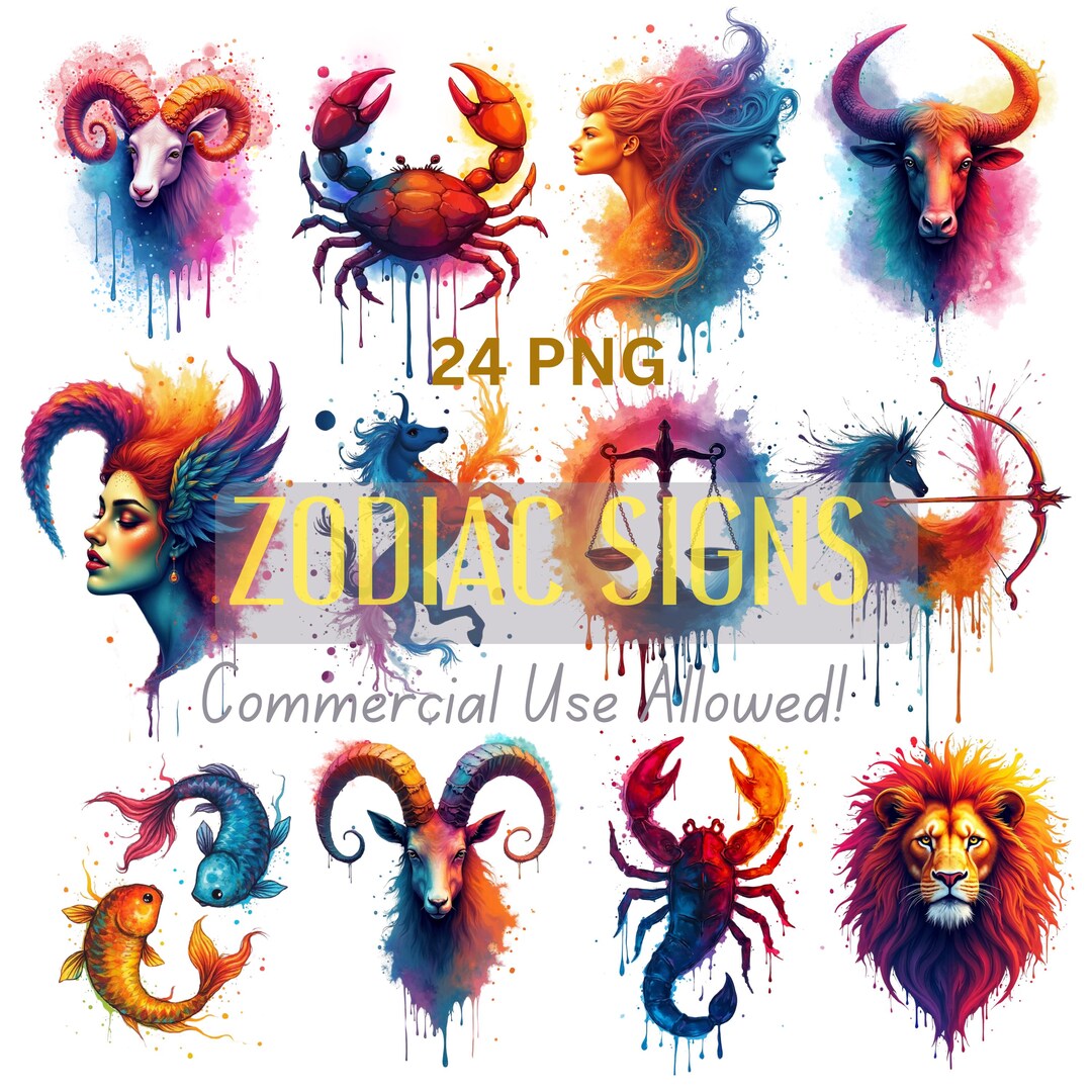 Zodiac Bundle Clipart Png Transparent Sublimation Horoscope Artistic ...