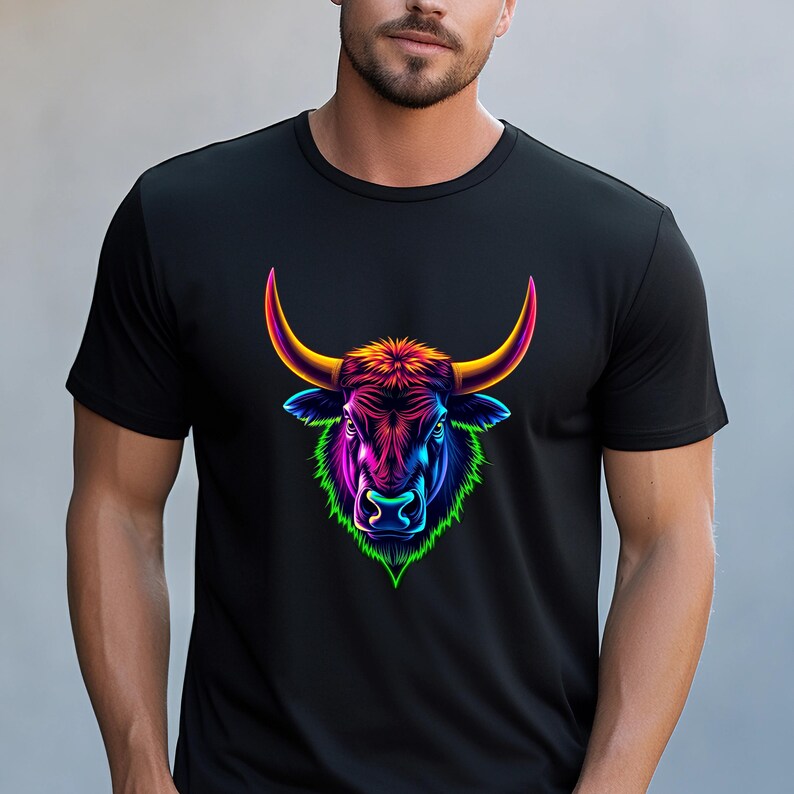 Neon Bull Png, Urban Graphic Sublimation Design, Aesthetic Animal ...