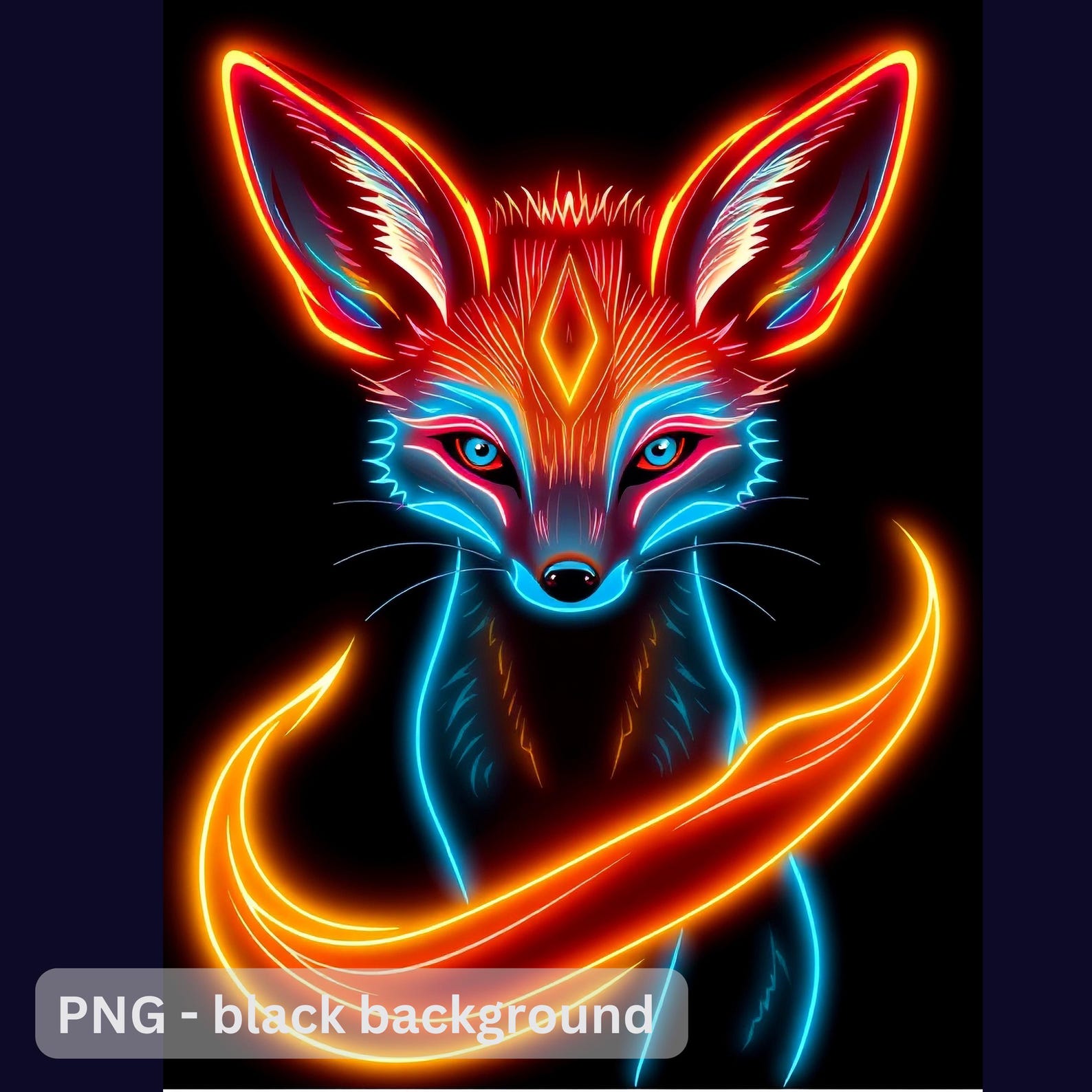 Neon Fennec Fox Png, Urban Graphic Sublimation Design, Aesthetic Animal ...