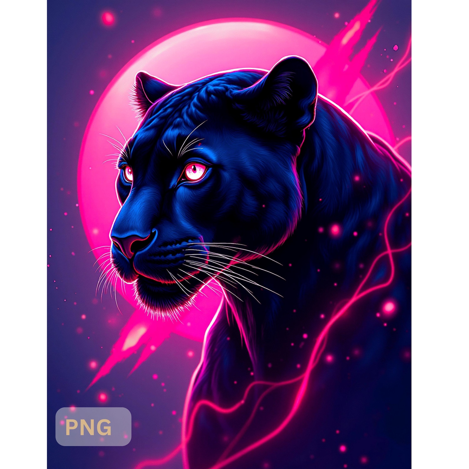 Neon Colorful Panther Png, Urban Graphic Sublimation Design, Aesthetic ...