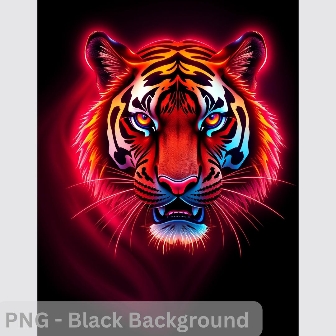 Neon Red Tiger Png, Urban Graphic Sublimation Design, Aesthetic Animal ...
