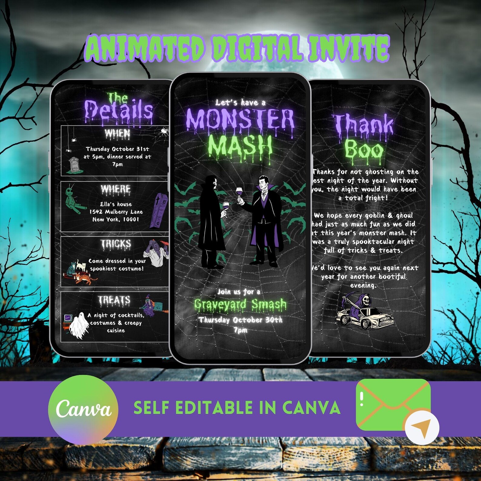 Digital Halloween Party Invitation, Halloween Costume Party Invite ...