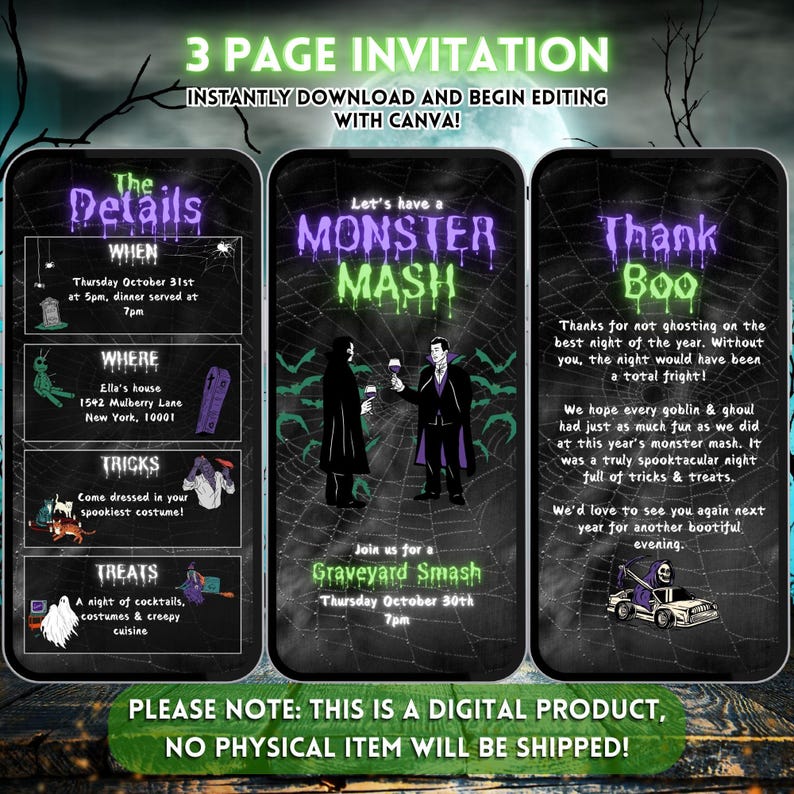 Digital Halloween Party Invitation, Halloween Costume Party Invite ...