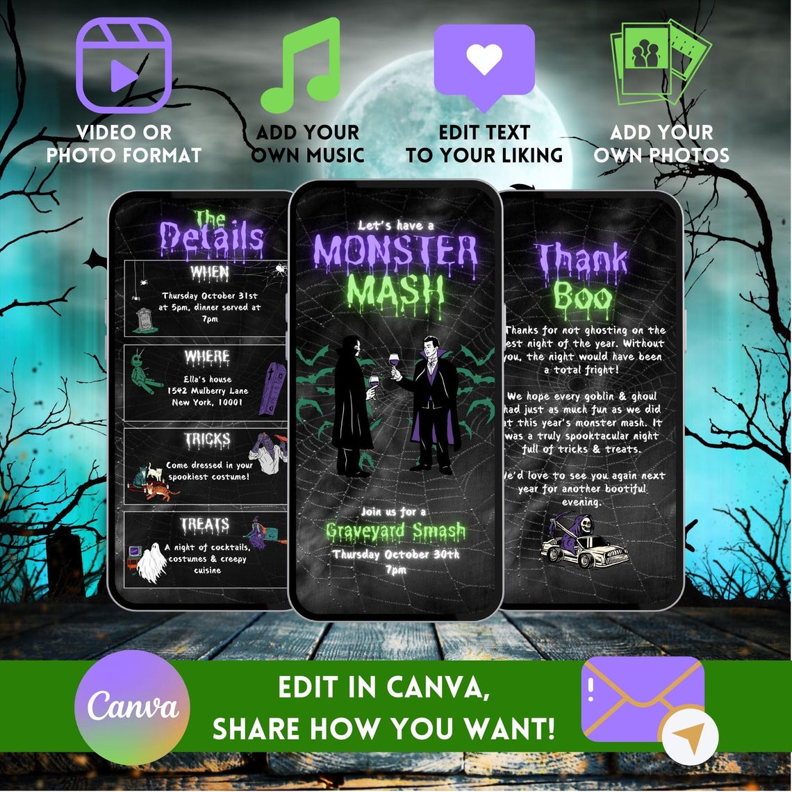 Digital Halloween Party Invitation, Halloween Costume Party Invite ...