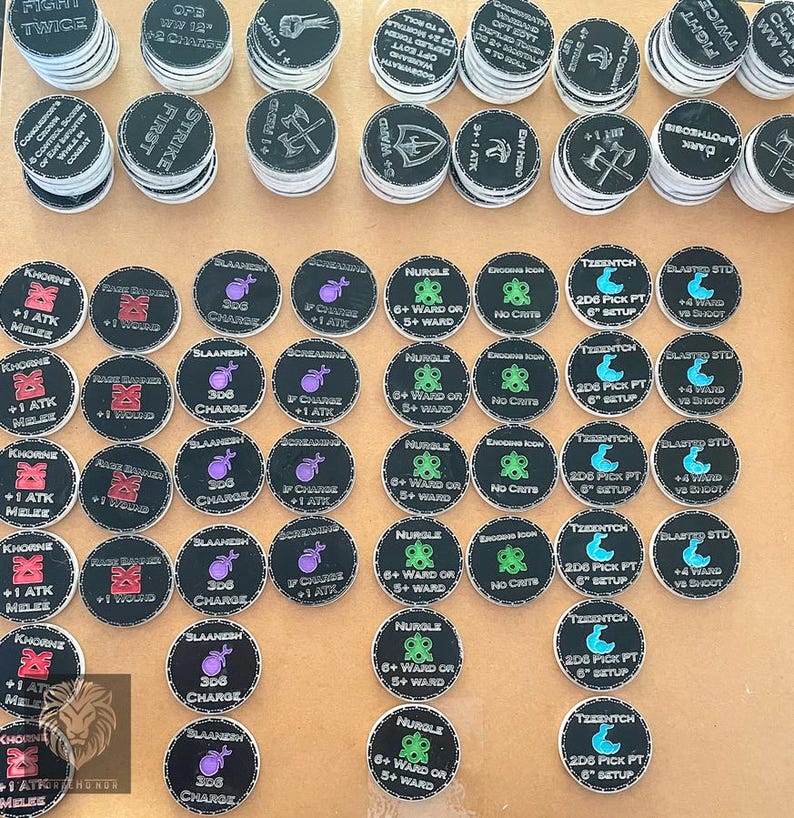 Slaves to Darkness Army Tokens Two-tone Acrylic Updated Rules for New ...