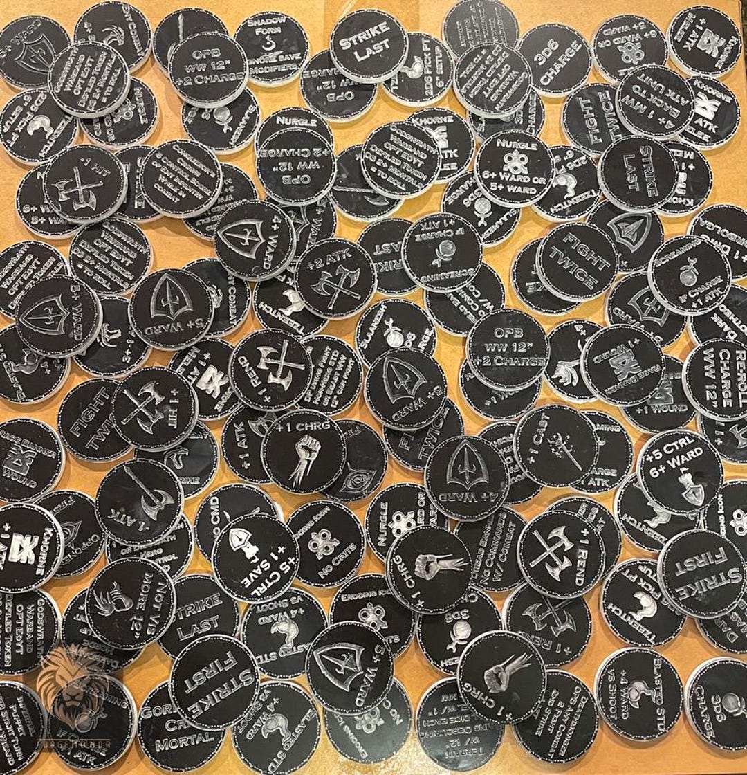 Slaves to Darkness Army Tokens Two-tone Acrylic Updated Rules for New ...