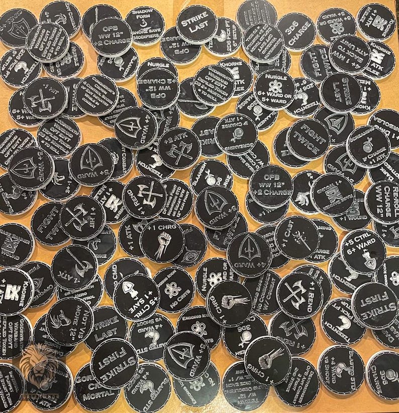 Slaves to Darkness Army Tokens Two-tone Acrylic Updated Rules for New ...