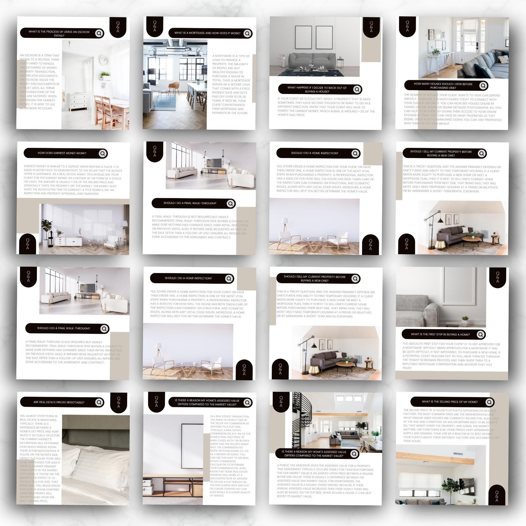 30 Real Estate Q & A Social Media Posts, Realtor Instagram Templates ...